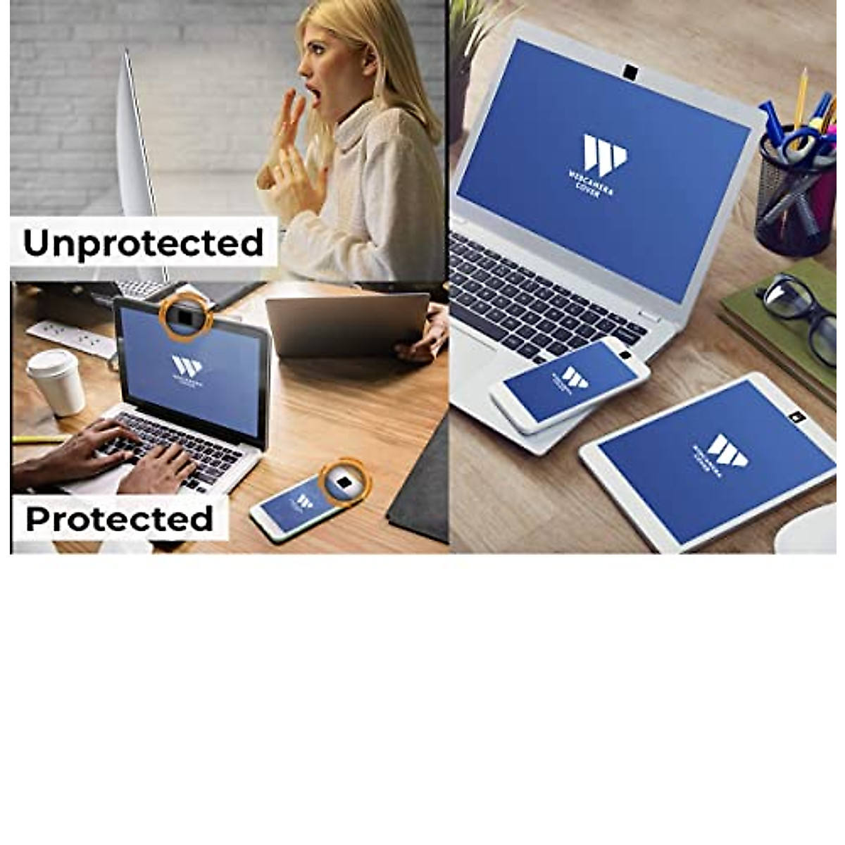 Webcam Cover Black 6 Pack, NanoTech Reusable Adhesive Protection and Security for Laptops, Smartphones, Tablets, Desktop - Works Safely on Any Electronics Surface - Protect Your Privacy