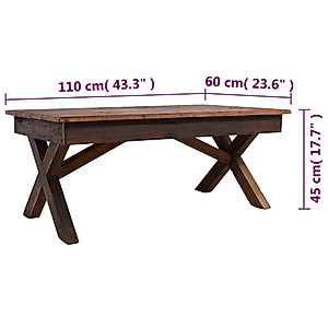 QJBSAVVA Coffee Table Solid Reclaimed Wood 43.3"x23.6"x17.7",Entrance Table Tray Tables Center Table Low Table Suitable for Meeting Rooms, Reception Rooms, Offices