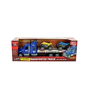 bulk buys Friction Powered Toy Trailer Truck with Atvs - Set of 8