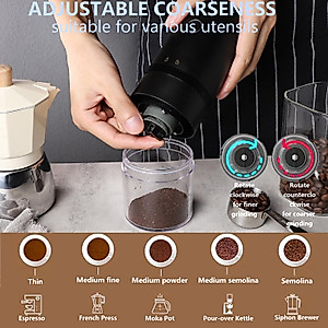Portable Burr Coffee Grinder Small - Coffee Bean Grinder Electric with Multi Grind Settings for French Press, Cold Brew, Moka Pot, Pour-Over, Espresso Machine