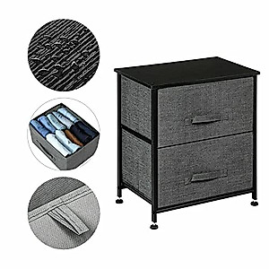 Nightstand Bedside Table Drawer Cabinet 2Tier Fabric Cabinet Bedside Table Storage Unit Metal Frame Organizer Chest Rack Drawer Storage Dresser Easy To Assemble With A Simple Structure Storage Tower D