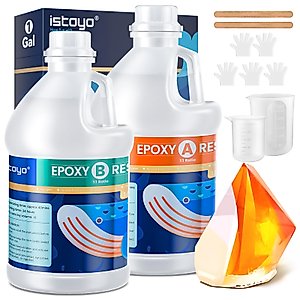 ISTOYO Epoxy Resin, 1 Gallon Crystal Clear No Bubbles Epoxy Resin Kit, Fast Curing Epoxy Resin for Table Tops, Coating, Casting, Jewelry Making, Cast Coating Wood, DIY Art Crafts