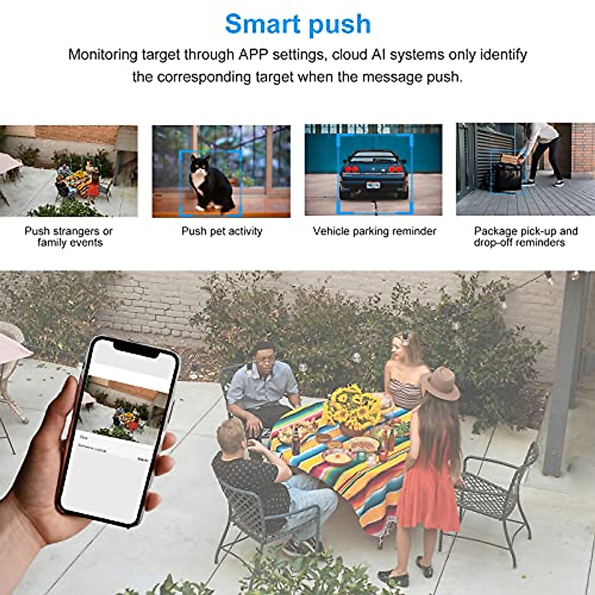 Security Camera Wireless Outdoor, 1080P HD Wireless Rechargeable Battery Powered WiFi Home Surveillance Camera with AI PIR, Waterproof, Night Vision, Motion Detection, 2-Way Audio and SD/Cloud Storage