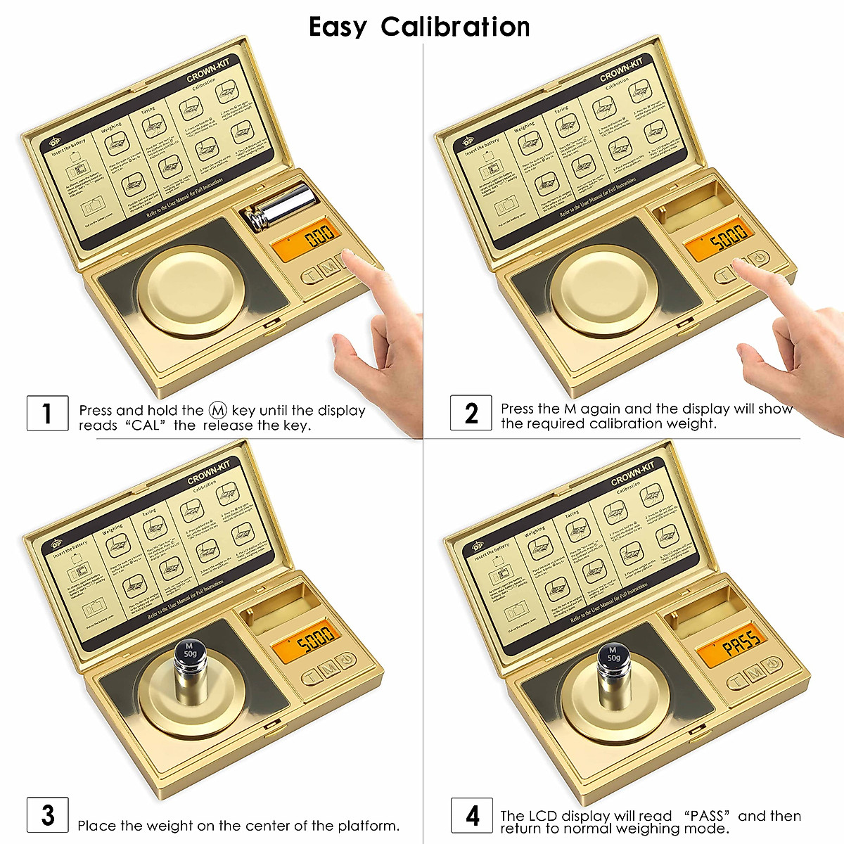 QP Digital Reloading Scale, 𝟲 𝗶𝗻 𝟭 Crown-Kit, 0.1gn × 1500 Grain High Precision Scale with LCD Display, Tare, Powder Scale for Reloading