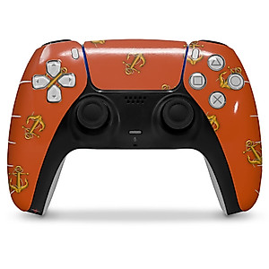 WraptorSkinz Skin Wrap compatible with Sony PS5 DualSense Controller Anchors Away Burnt Orange (CONTROLLER NOT INCLUDED)