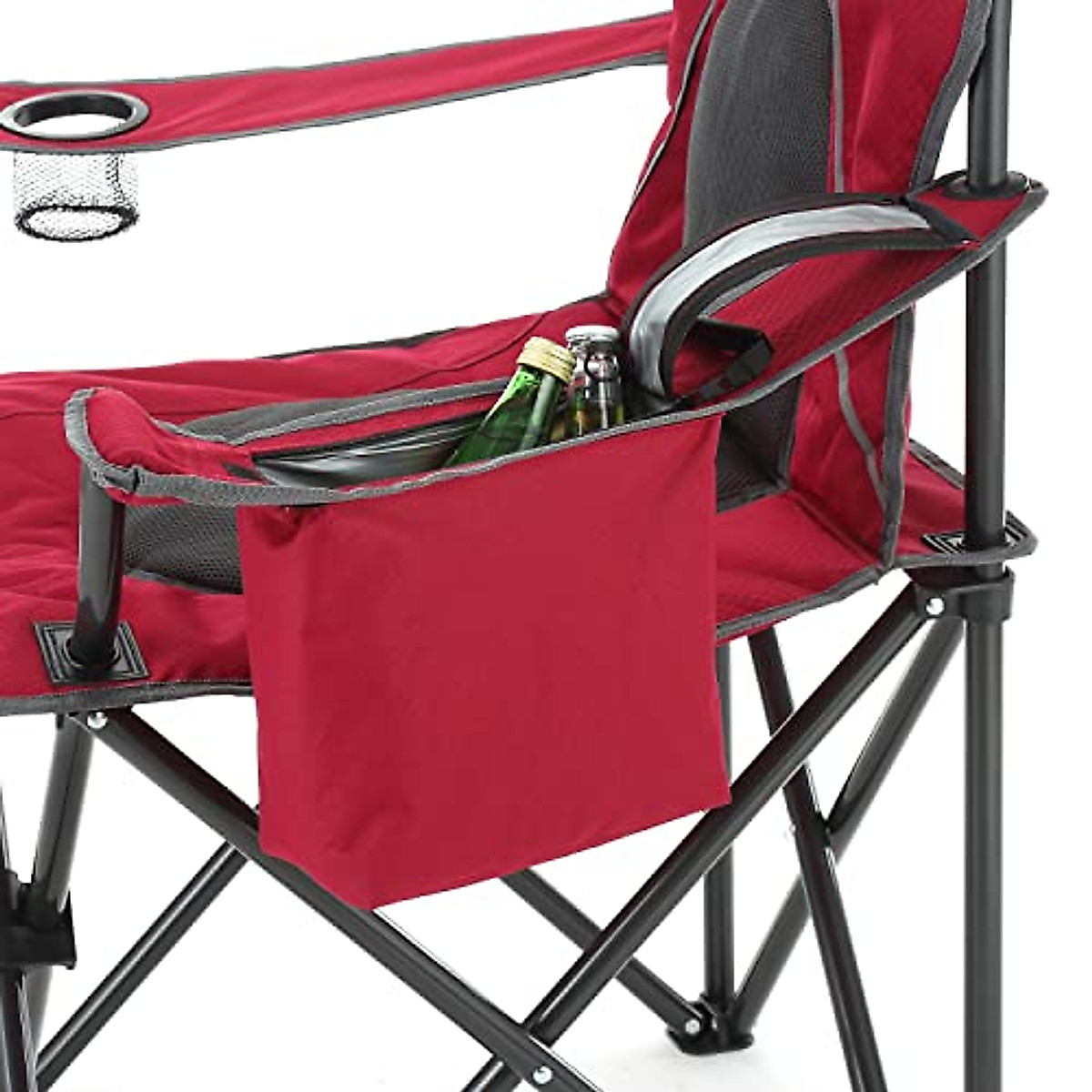 ARROWHEAD OUTDOOR Portable Folding Camping Quad Chair w/ 4-Can Cooler, Cup-Holder, Heavy-Duty Carrying Bag, Padded Armrests, Supports up to 330lbs, USA-Based Support