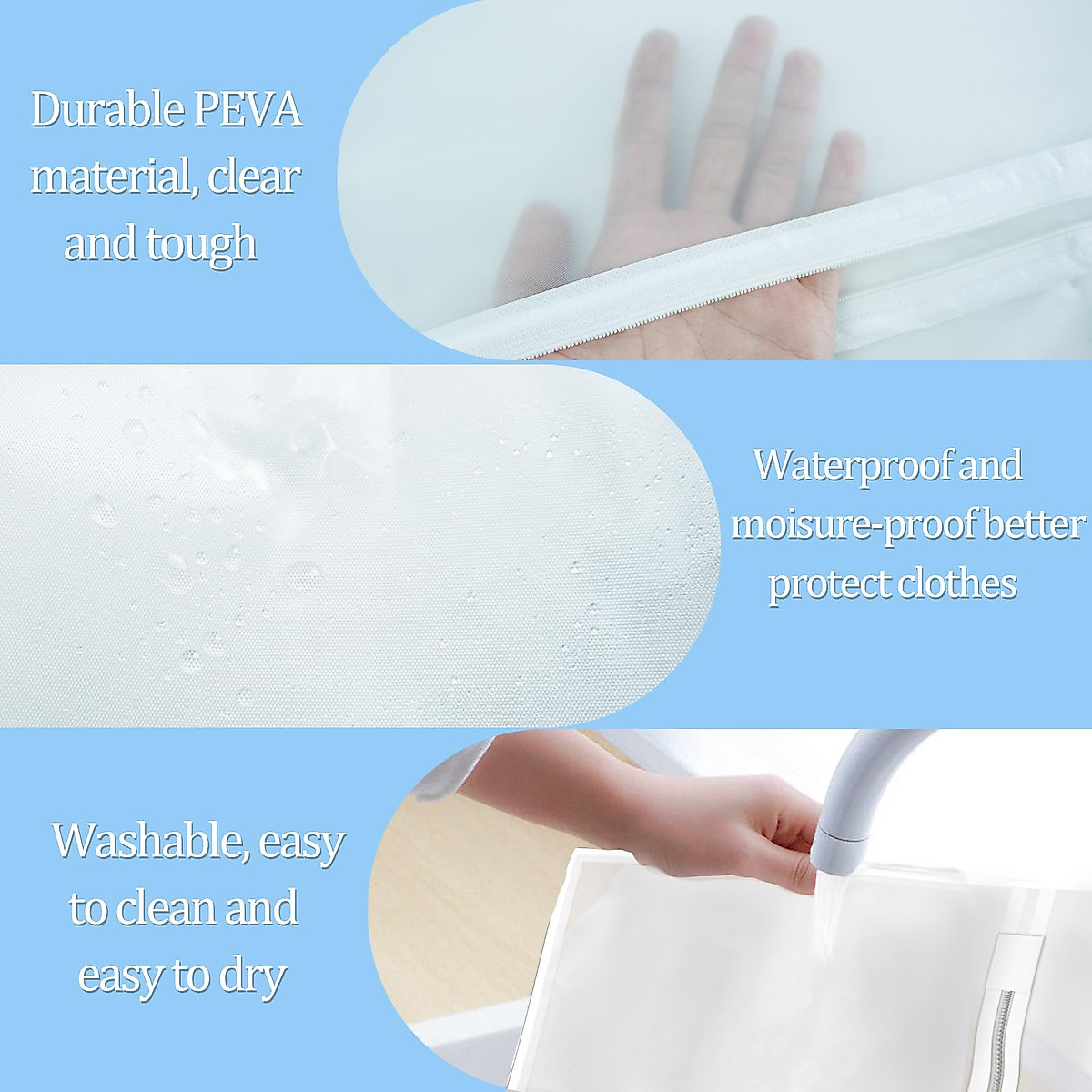 TORONTOKYO 25 Pack 55" Hanging Clear Plastic Garment Bags with Zipper Translucent Long Dress Bags Clothes Cover for Closet Storage and Travel