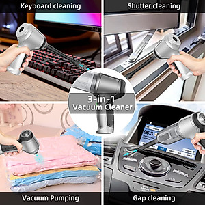 Car Vacuum Portable, Handheld Vacuum Cordless - 19000PA Mini Vacuum Cleaner High Power with Brushless Motor, 3 in 1 Hand Vacuum Cordless Rechargeable for Car, Home, Keyboard, Pet Hair Cleaning