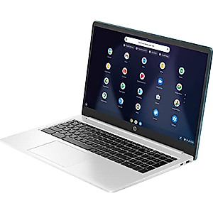HP 2023 Newest Chromebook Laptop, Intel Quad-Core Processor, 15.6 inch HD Display, 8GB Memory, 64GB eMMC, 128GB MicroSD Card, Intel UHD Graphics, Wi-Fi, Bluetooth, Chrome OS, Bundle with JAWFOAL
