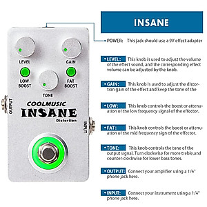 COOLMUSIC C-DI01 Insane Distortion Guitar Bass Distortion Pedal