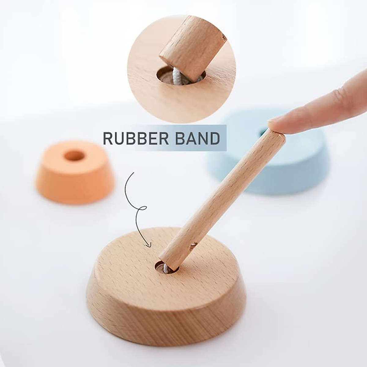 Classic World Wooden Stacking Rings Baby Toy, Montessori Stacking Rings Stacker Rainbow, Bear Tower Wooden Toys for Babies