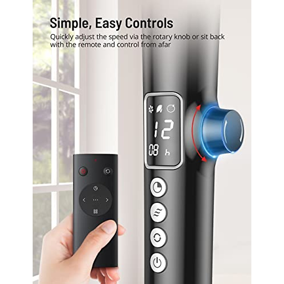 Mirdred Fans for Home Bedroom, 18'' Standing Floor Fans for Home,12 Speeds Oscillating Fan with Remote, Pedestal Fan with Adjustable Height,3 Wind Modes,18H Timer, 85° Oscillation