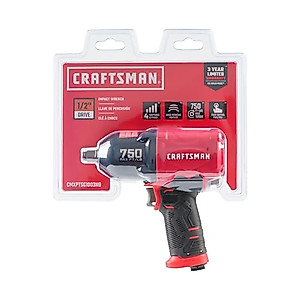 CRAFTSMAN 1/2-in 750 ft-lbs Air Impact Wrench, Composite Body, Variable Power Settings, 1/4-in NPT Air Inlet