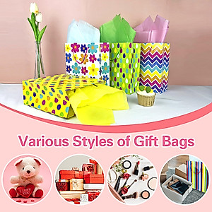 MUMULULU 6 Pack Gift Bags Medium Size with Handle and Tissue Paper Colorful Geometric Elements Pattern Gift Bags for Birthday Party Baby Shower Wedding Holiday Presents