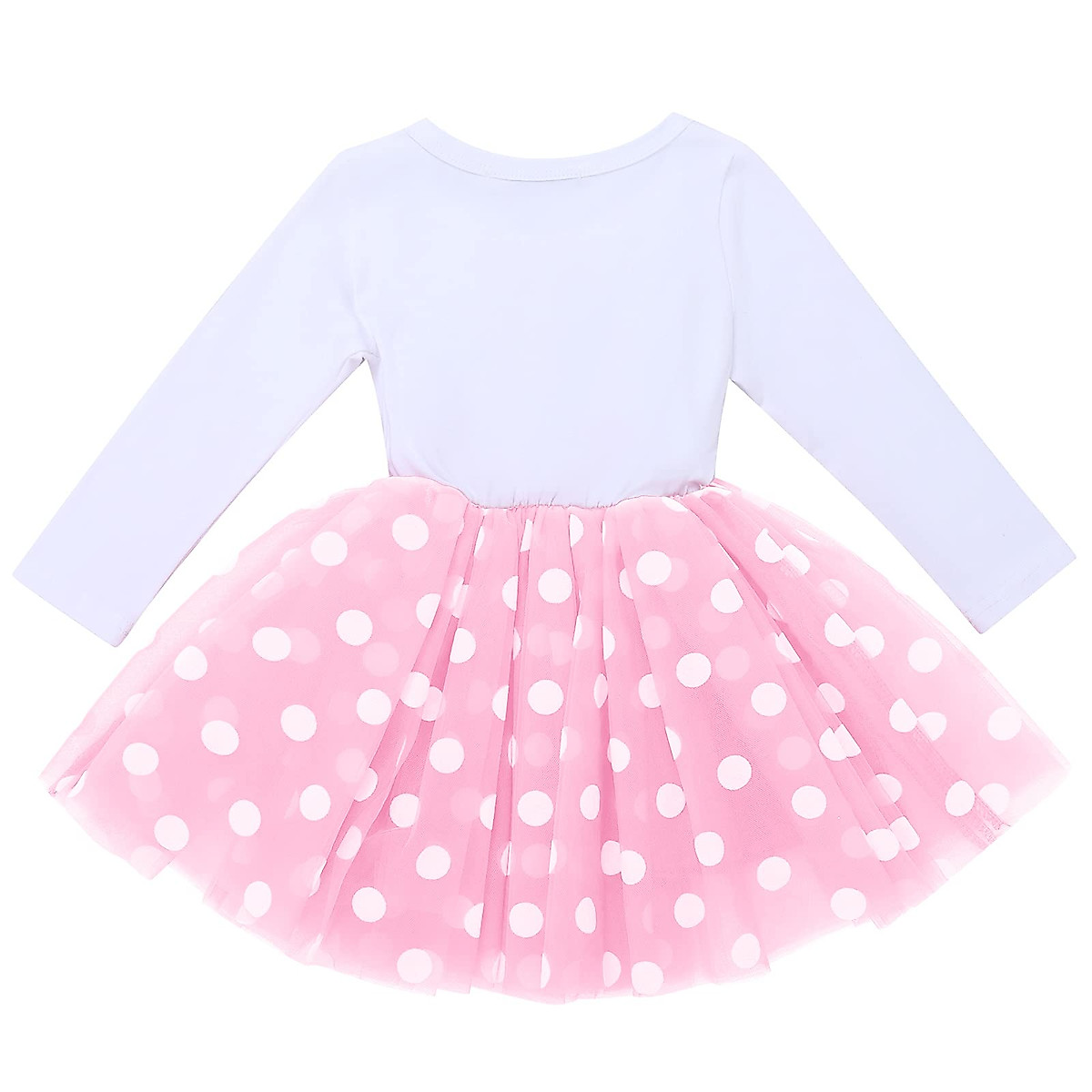Winter Birthday Outfit Girl My First Birthday Mini Dress Up Cake Smash Outfit Baby Tulle Tutu Skirt Autumn Long Sleeve Mouse 1st Birthday Party Supplies 1 Year Old Photo Props Polka Dots Dresses Pink