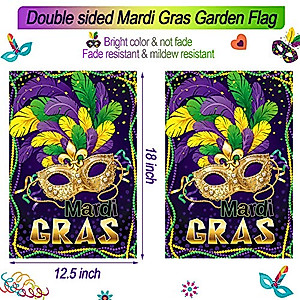Mardi Gras Garden Flag Double Sided Masquerade Feather Bead Garden Flag Holiday Party Garden Flag Vertical Welcome Yard Decoration Flag for Wedding Carnival Party Home Decoration, 12.5 x 18 Inches