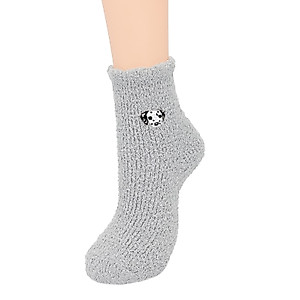 Athletic Plush Socks for Women Warm Fuzzy Socks with Grip Non Slip Socks Yoga Pilates Socks Athletic Socks 5 Pack Knit Dogs 5 Pack