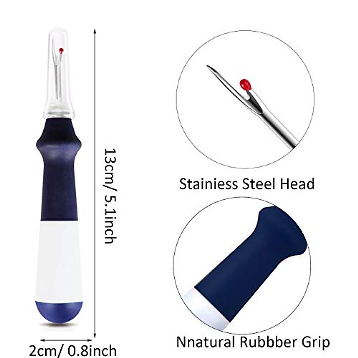 3 Pieces Ergonomic Grip Seam Ripper , Colorful Large Thread Remover for Sewing Crafting Removing Embroidery Hems and Seams