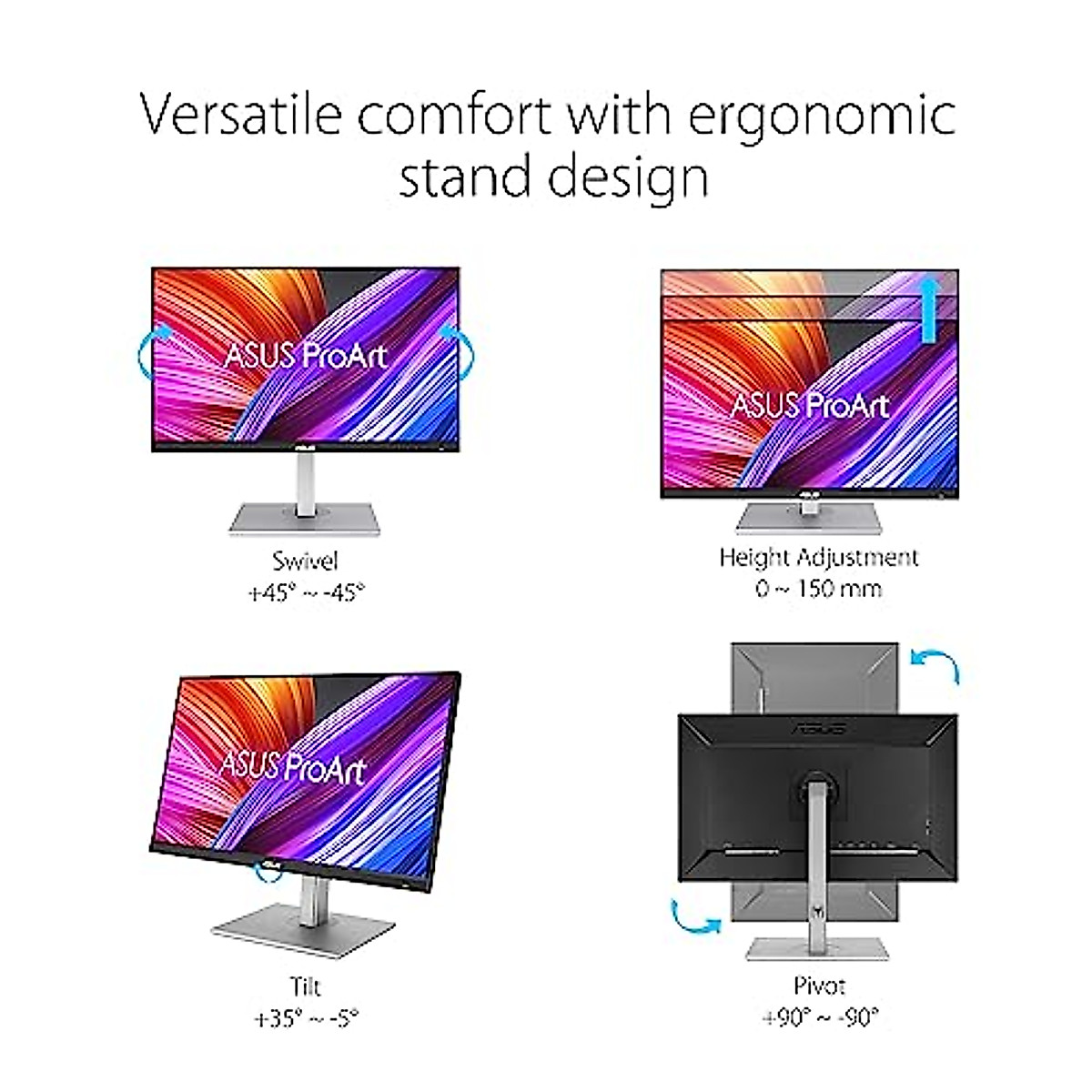 ASUS ProArt Display 27” 1440P Professional Monitor (PA278CGV) - IPS, QHD (2560 x 1440), 144Hz, 95% DCI-P3, ΔE < 2, Calman Verified, USB-C PD 90W, FreeSync Premium, DisplayHDR 400, Height Adjustable