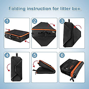 Portable Travel Litter Box with Lid, Foldable Mobile Cat Litter Box for Outdoor Fit Medium Cats and Kittie, Leak-Proof Collapsible Cat Litter Carrier Box for Easy Car Ride with Cats