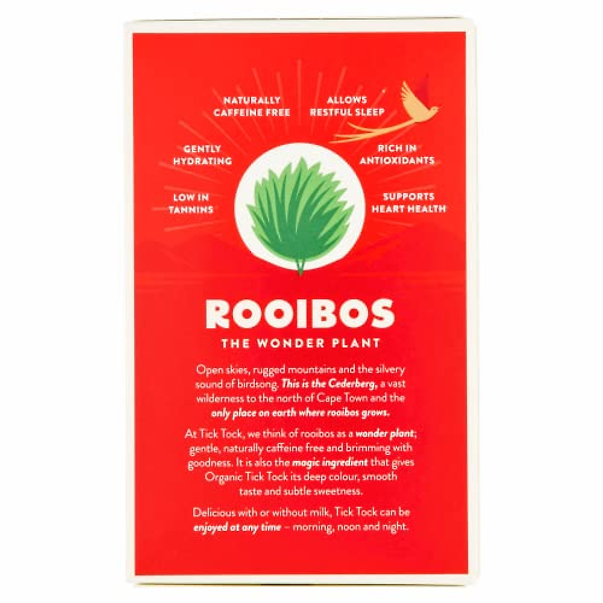 TICK TOCK TEAS Organic Rooibos Tea Bags, Organic Original Rooibos Tea, 40 Count