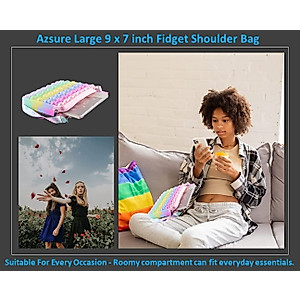 Azsure Large 9 x 7 inch Fidget Pop It Shoulder Crossbody Bag Colorful Pops Purse for Girls Women. Trendy & Fashionable Bubble Poppit Handbag Wallet. Beautiful Design with Candy Colors