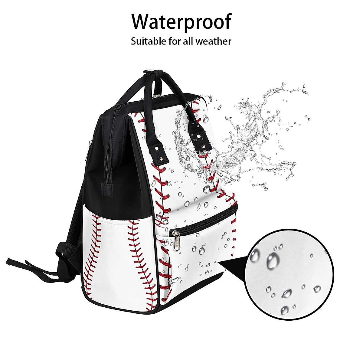 Diaper Bag Baseball Backpack, Large Capacity Baby Bag Maternity Backpack Nappy Bags, Multifunction Waterproof Diaper Bags Casual Travel Daypack for Mom Dad