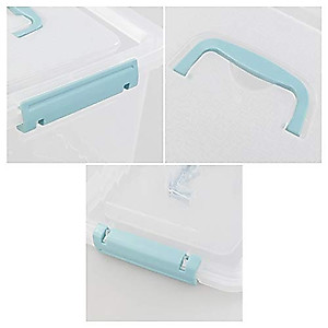 Gloreen 12 Quart&6 Quart Clear Storage Bins with Lid and Mint Green Handle, Multipurpose Stackable Plastic Storage Latches Box/Containers