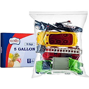 Extra Large Reclosable Roaster Food Storage Bag, 5 Gallon Big Size Strong Clear Heavy Plastic Bags, Easy Open & Close, 2 Mil Thick 18" x 24", 10 Pack