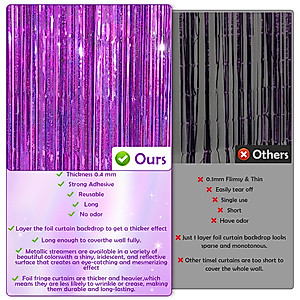 OHOME Hot Pink Tinsel Curtain Party Backdrop Foil Fringe Metallic Laser Party Streamers Birthday Disco Bachelorette Bridal Wedding Graduation Baby Shower Decor Party Decorations,2 Pack,3.3ftx8.2ft