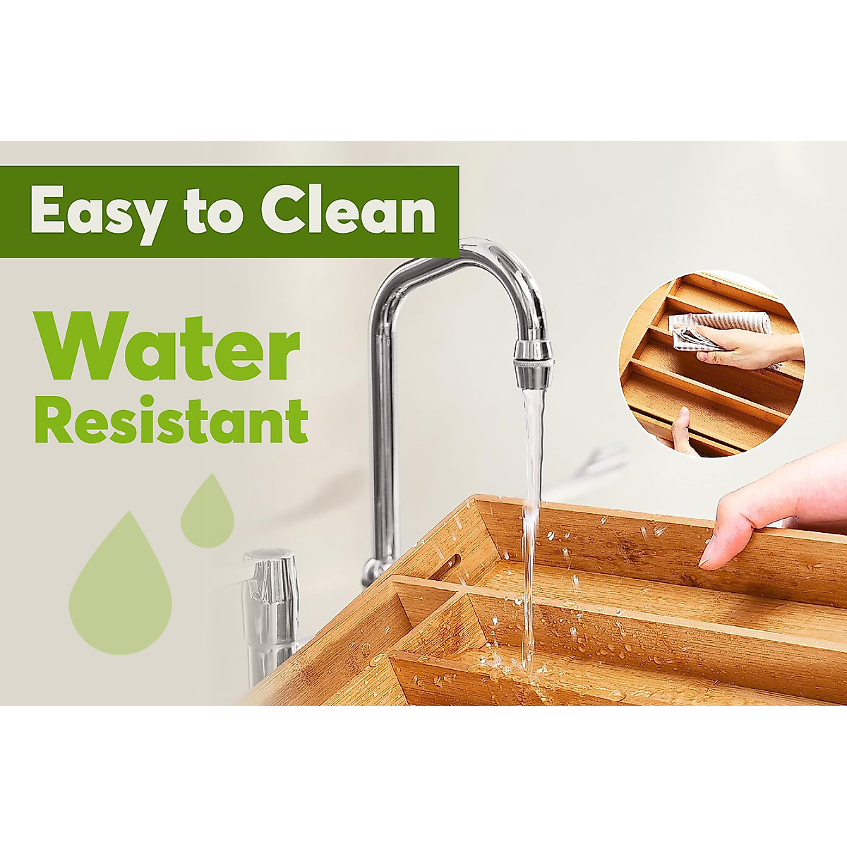 Nature Gear Kitchen Drawer Organizer - 9 Section Expandable Bamboo Storage for Flatware - Housewares - Bath & Vanity - Tool Utility Caddy Adjustable Tray