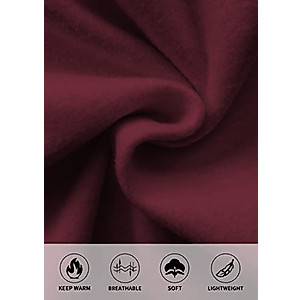 URBEST Women's Hoodies Fleece Lined Collar Pullover Half Zipper Sweatshirts Long Sleeve Crop Sweater Tops with Thumb Hole BURGUNDY XL