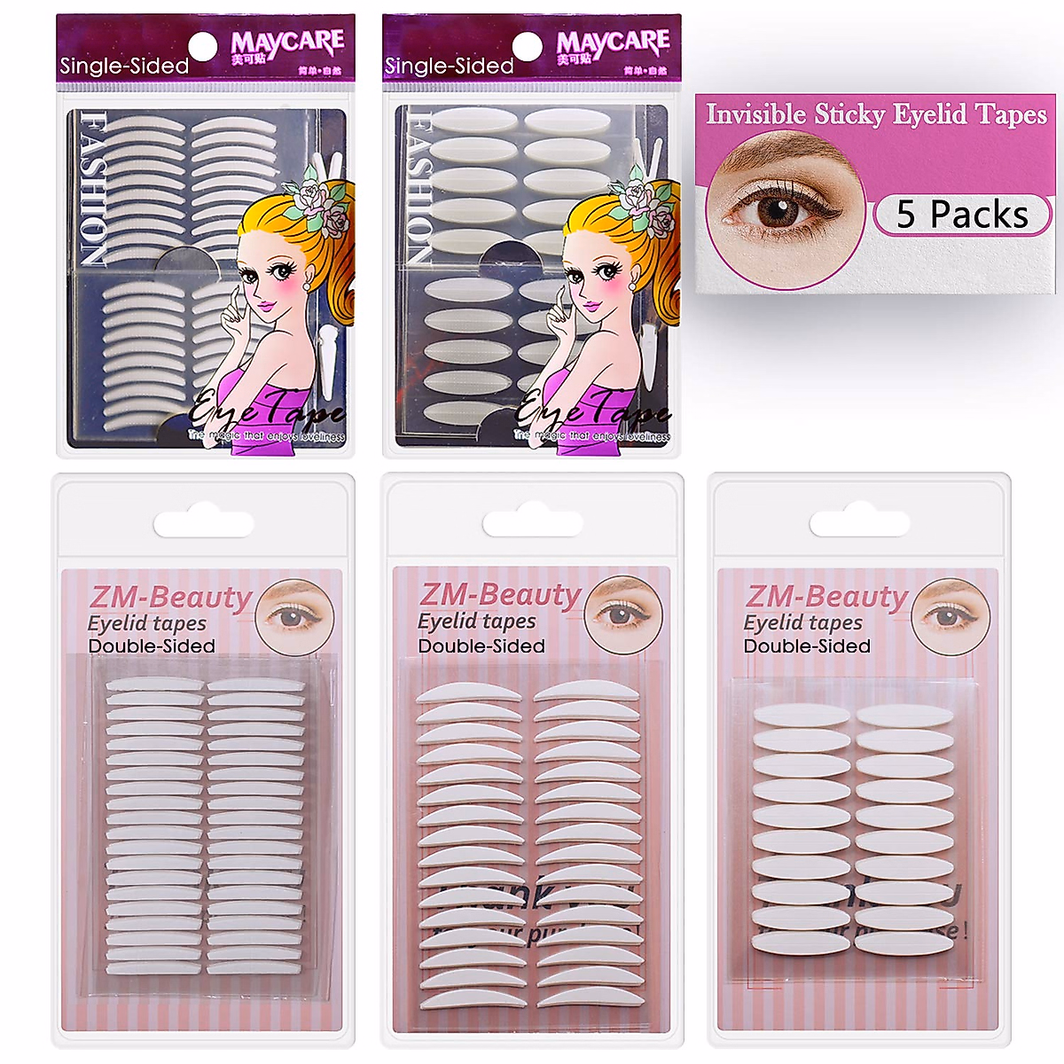 1080Pcs Premium Quality Natural Invisible Single Side Eyelid Tape Stickers Medical-use Fiber Eyelid Lift Strip, Instant Eye Lift Without Surgery, Perfect for Uneven Mono-Eyelids