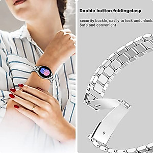 SPGUARD Galaxy Watch 5 Band Pro 45mm/44/40 & Galaxy Watch 4 Band Watch 4 Classic 42mm/46mm 20mm Metal Bands Compatible with Samsung Galaxy Watch5/4 for Men Women Steel Bands Strap(Silver)