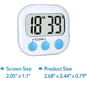 4 Pack Digital Kitchen Timer, ON/Off Switch, Large LCD Display Loud Alarm and Magnetic Backing Stand, Classroom Timers for Cooking Baking Teachers Kids Games Small Size (4 Colors)