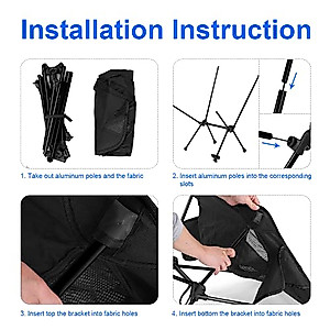 Portable Folding Camping Chairs,Ultralight Backpacking Chair for Adults for Beach,Outdoors,Hiking (Black)