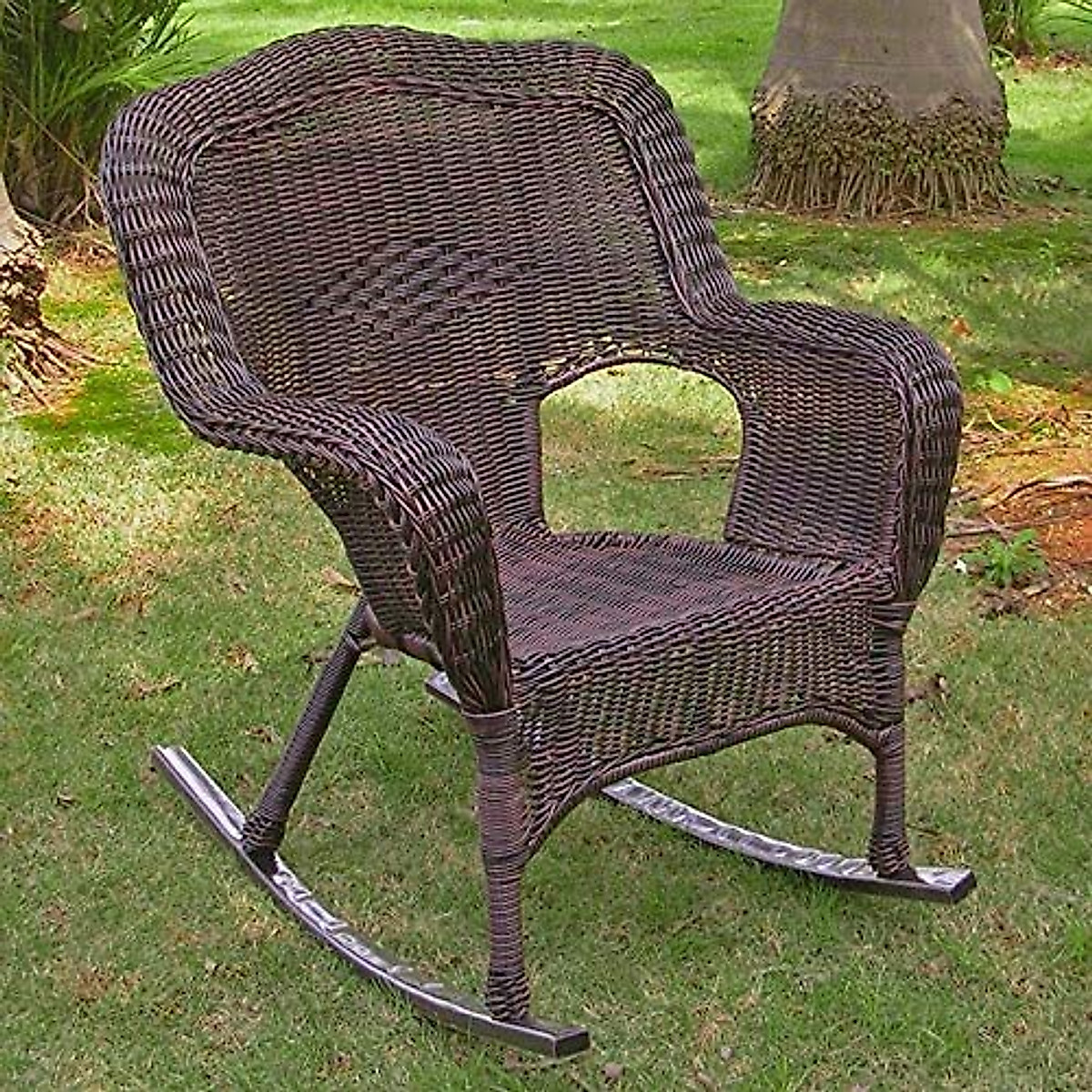 International Caravan Furniture Piece Camelback Resin Wicker Rocker