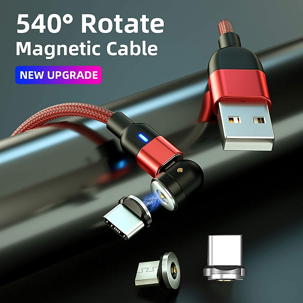 540° Rotation Magnetic Charging Cable (7-Pack, 1.6ft/3.3ft/3.3ft/6.6ft/6.6ft/10ft/10ft) Magnetic Cable, 3 in 1 Magnetic Phone Charger Compatible with Micro USB, Type C Smartphone and iProduct Device