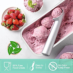 Walfos Ice Cream Containers for Homemade Ice Cream - 1.6 Quart & 8 oz. Set, Bonus Sealing Bands Keeping Silicone Lids Airtight, Reusable Ice Cream Tubs, Stackable Freezer Storage Container - Green