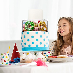 Weysat 2 Pcs Acrylic Fillable Cake Stand 7 Inch and 4.7 Inch Clear Cake Riser Round Cake Tier Decorative Cylinder Stand for Wedding Birthday Party(7''D x 2''H, 4.7''D x 2''H)