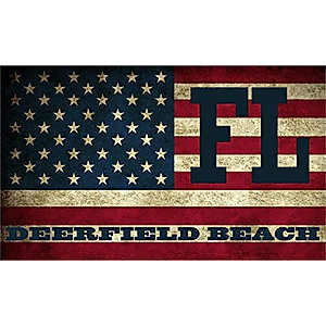 (x3) 2x3 inch Stickers | Reflective Deerfield Beach FL Florida Broward County Vintage US Flag Sticker Graphic - Construction Toolbox, Hardhat, Lunchbox, Helmet, Mechanic, Luggage