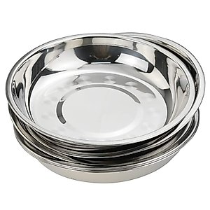 Nicesh 7.64 Inch Stainless Steel Round Plate, Dinner Plate Dish, Pack of 6