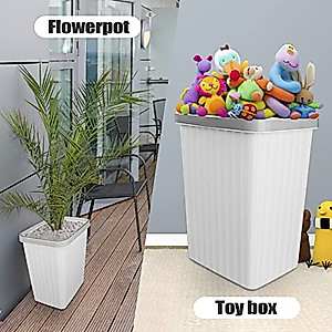 Eooch 2 Gallon Slim Trash Can with Pressing Ring, Plastic Wastebasket Garbage Container Bin for Bathroom, Kitchen, Bedroom, Office,White