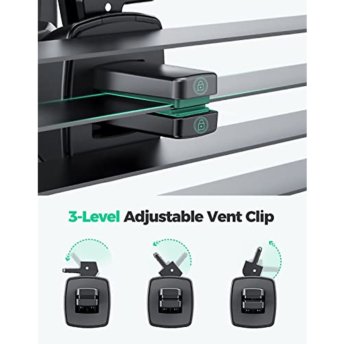 Beglero Car Vent Phone Mount, AC Vent Phone Holder with 3-Level Adjustable Clip, Air Vent Phone Holder Compatible with iPhone 13 12 SE 11 Pro Max XS XR, Galaxy Note 20 S20 S10 and More