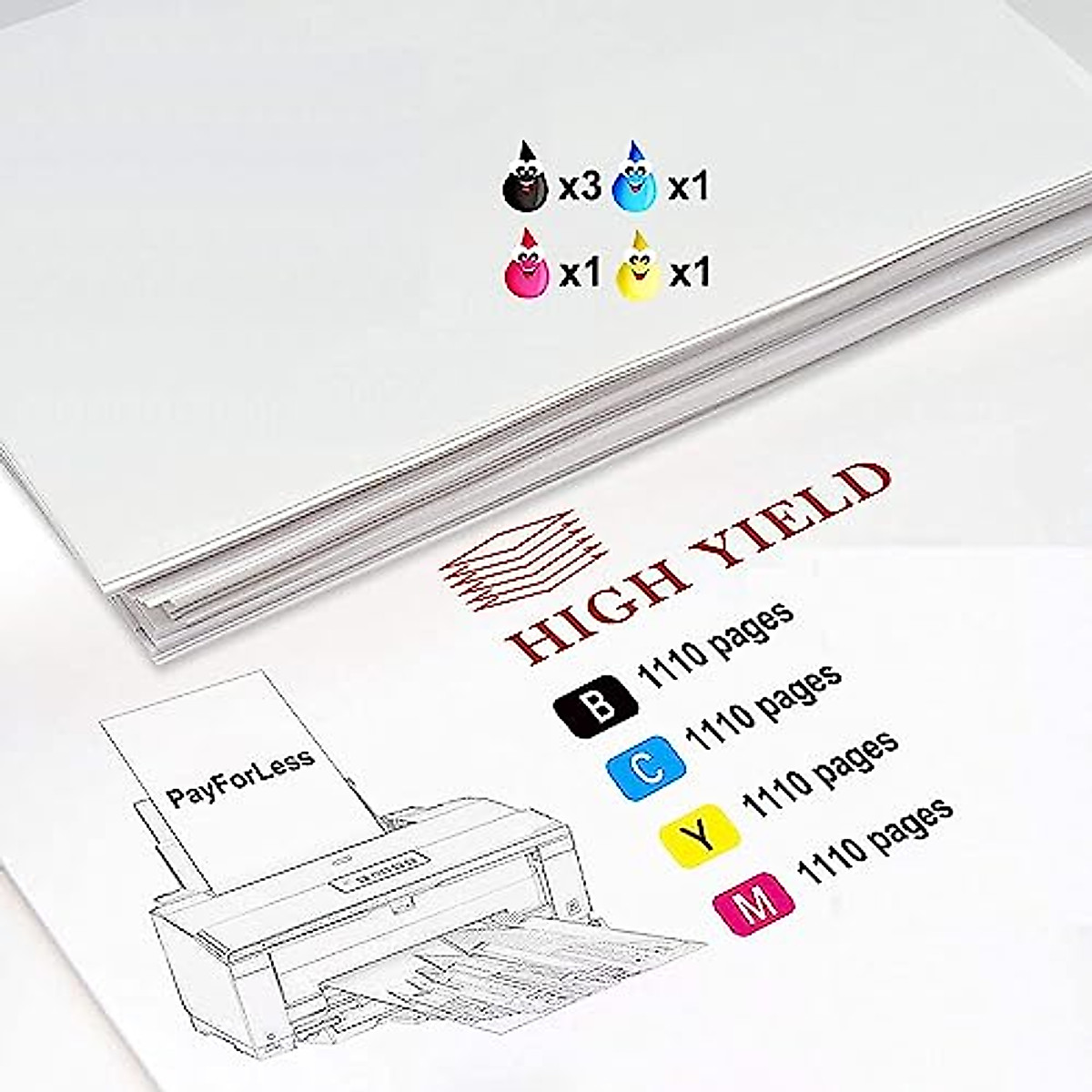 822XL Remanufactured for Epson 822XL Ink Cartridges for Epson 822XL Printer Ink Epson Workforce Pro WF-3820 WF-4820 WF-4830 WF-4833 WF-4834 Printer (3BCMY,6 Pack)