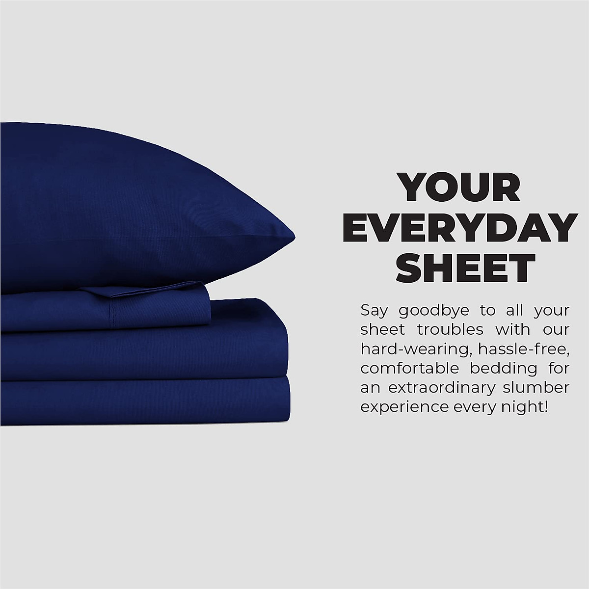 VISI-ONE Karin Maki Microfiber Full Size Bed Sheets Set - 1800 Thread Count Bed Set - Super Soft Luxury Egyptian Bedding - Deep Pocket Fitted Sheet with Pillow Cases - Blue