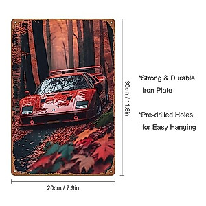 Red Ferrari F40 Super Car Game Poster Tin Sign Cafe bar Home Wall Art Decoration Retro Metal Tin Sign 8x12 inch