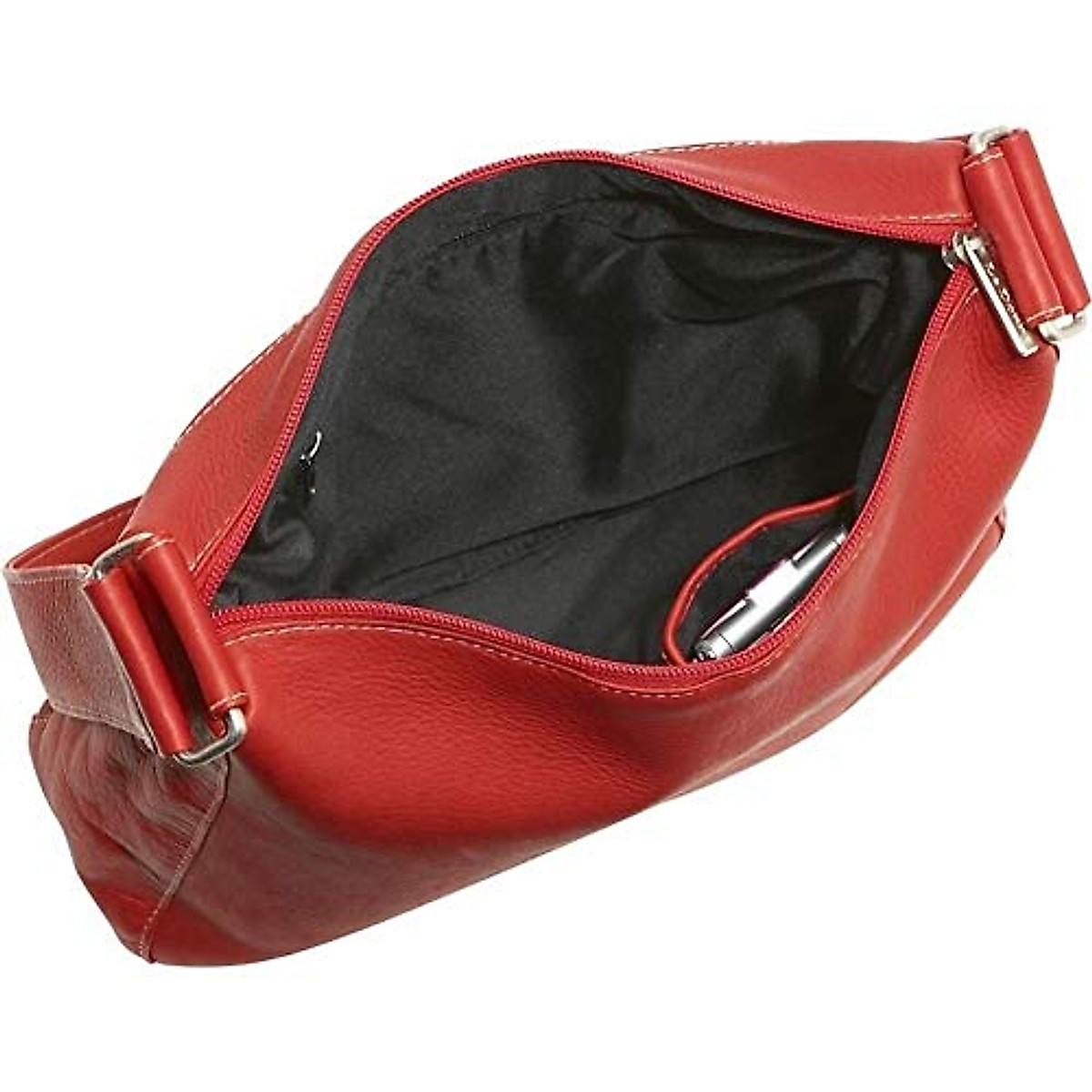 Le Donne Leather Top Zip Hobo - Full-Grain Colombian Cowhide Leather Women’s Bag (Black)