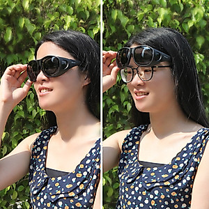 Freeprint Polarized Solar Shield Fit Over Glasses Driving Sunglasses for Men and Women，Black