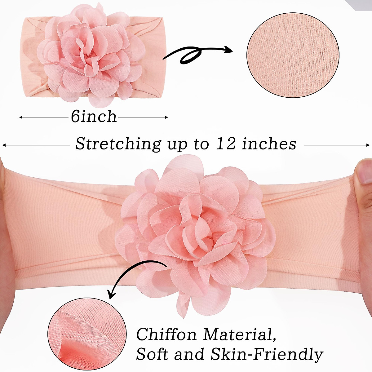 CÉLLOT 15 Pieces Baby Girls Headbands Tulle Hair Bows Head Wraps Chiffon Flowers Bows Soft Stretchy Turban Headbands for Newborn Infant Girls and Toddlers